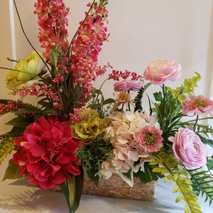 Lux Xtra Large Pink Silk Floral Arrangement, Year Round Flower ...