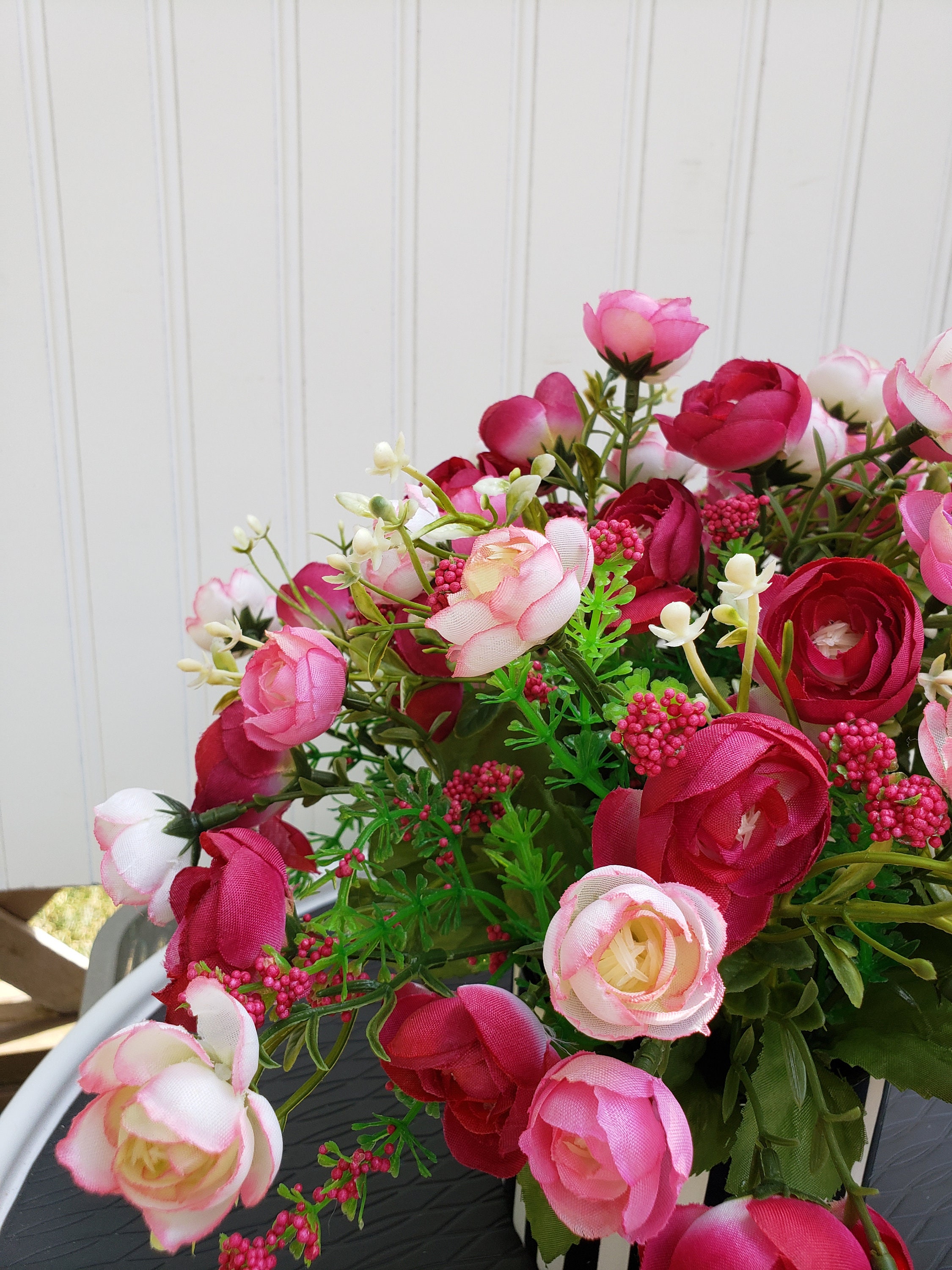 Small Table Arrangement Hot Pink and Burgundy Centerpiece - Etsy