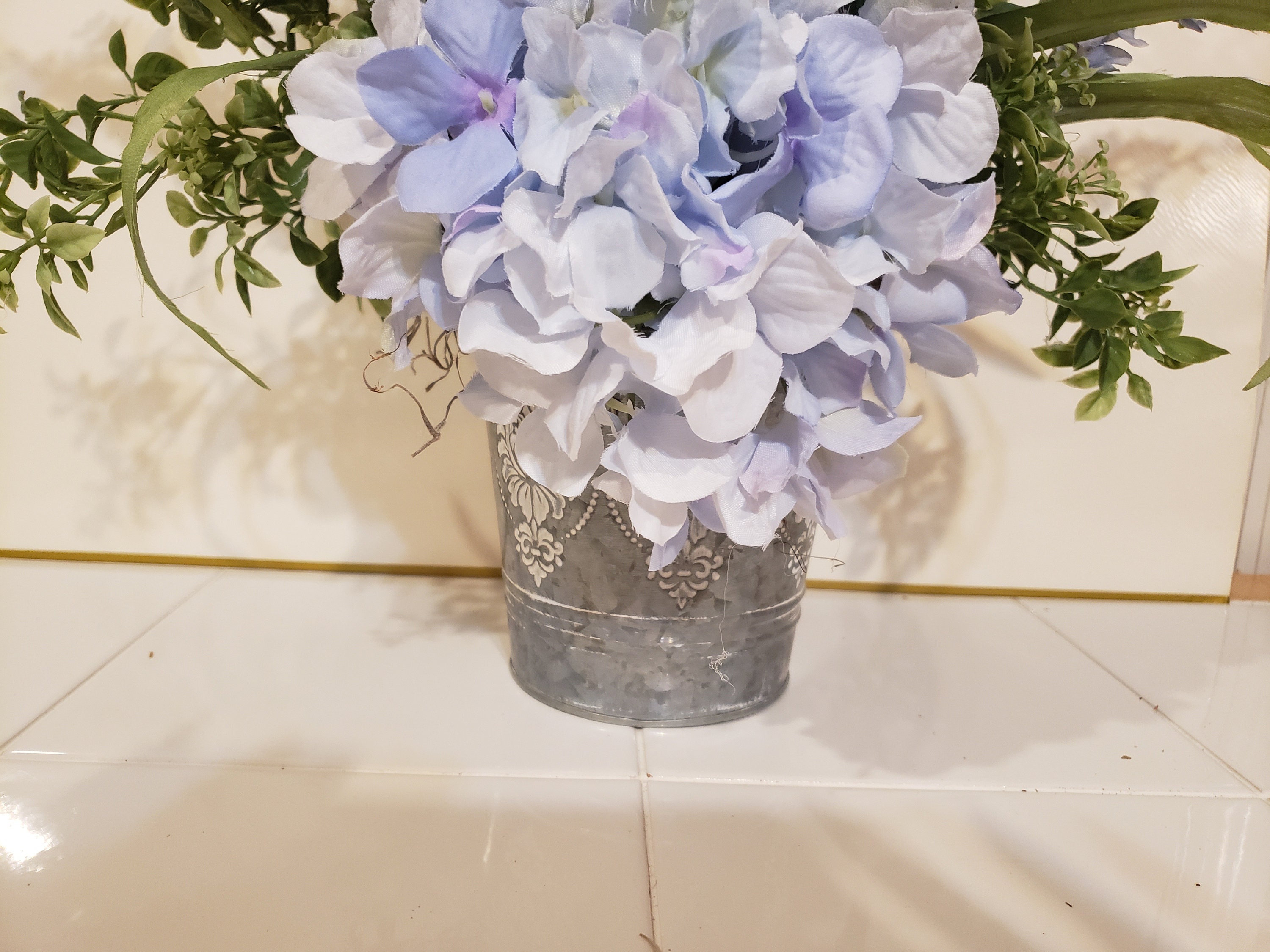 Spring Silk Floral Arrangement Farmhouse Arrangement Blue | Etsy