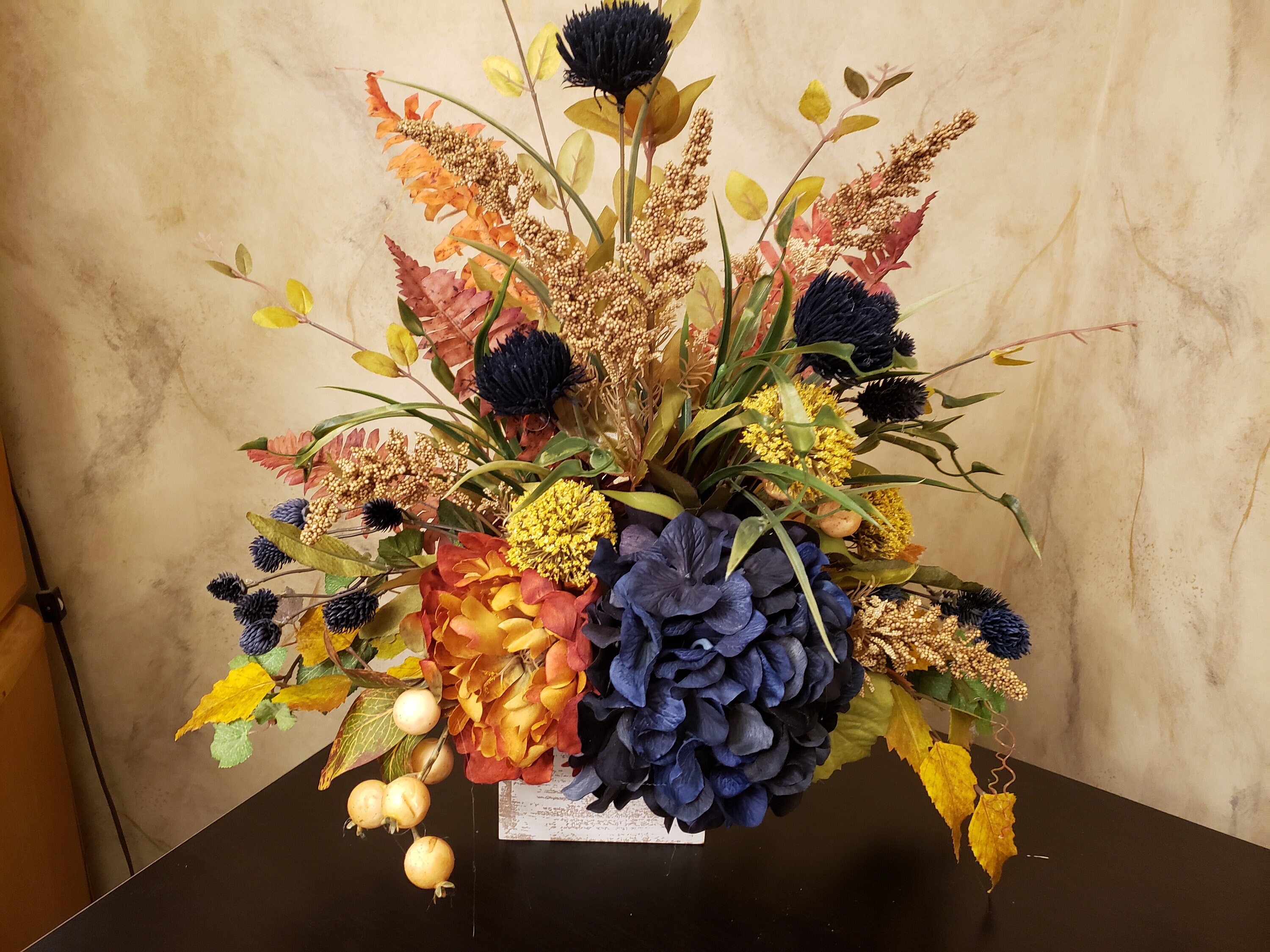 Fall Floral Arrangement Blue Floral Arrangement Orange - Etsy