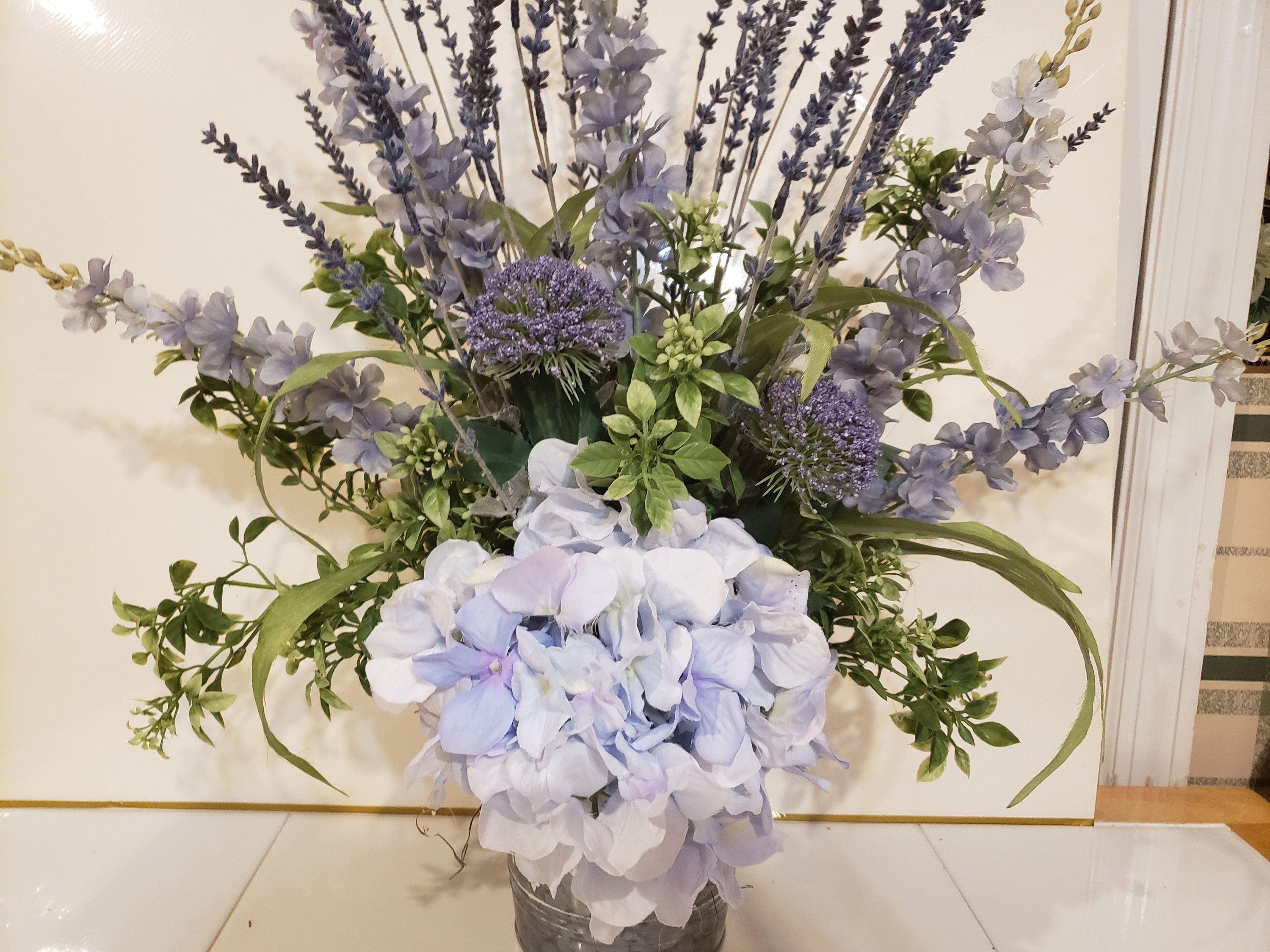 Spring Silk Floral Arrangement Farmhouse Arrangement Blue | Etsy