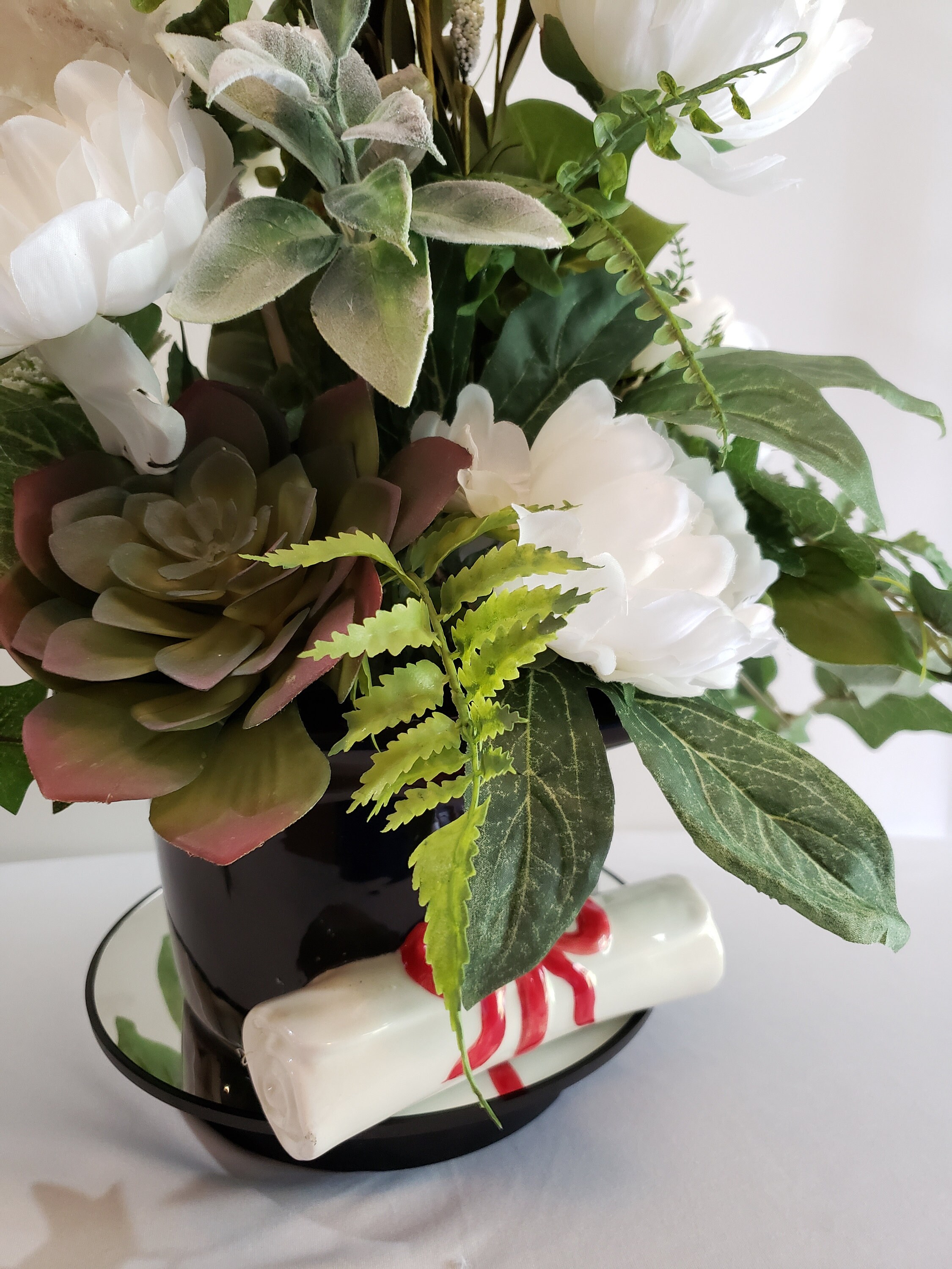 Silk Floral Graduation Arrangement, New Grad Floral Arrangement ...