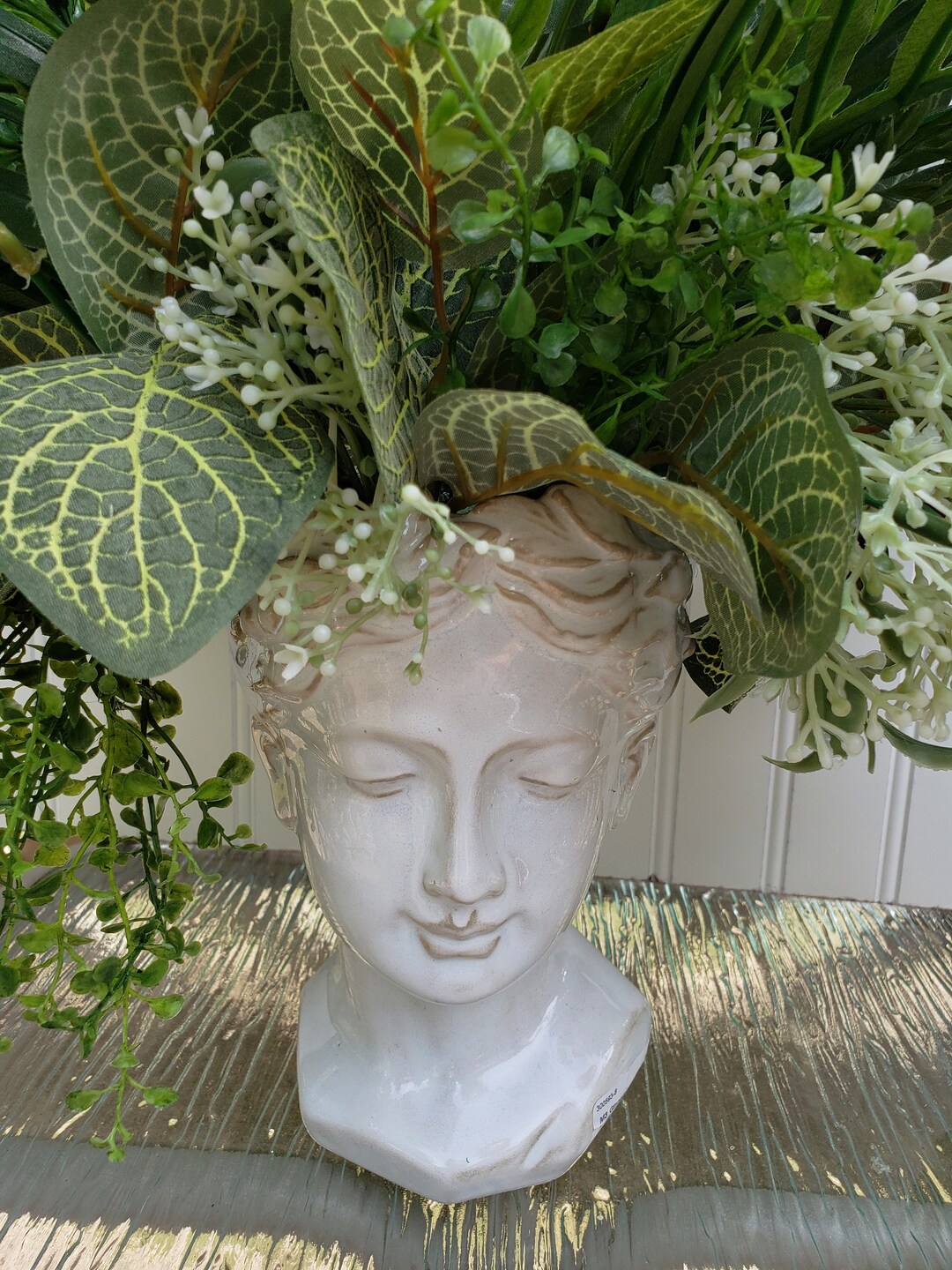 Greenery Arrangement, Goddess Bust Head Greenery Arrangement, Grecian ...