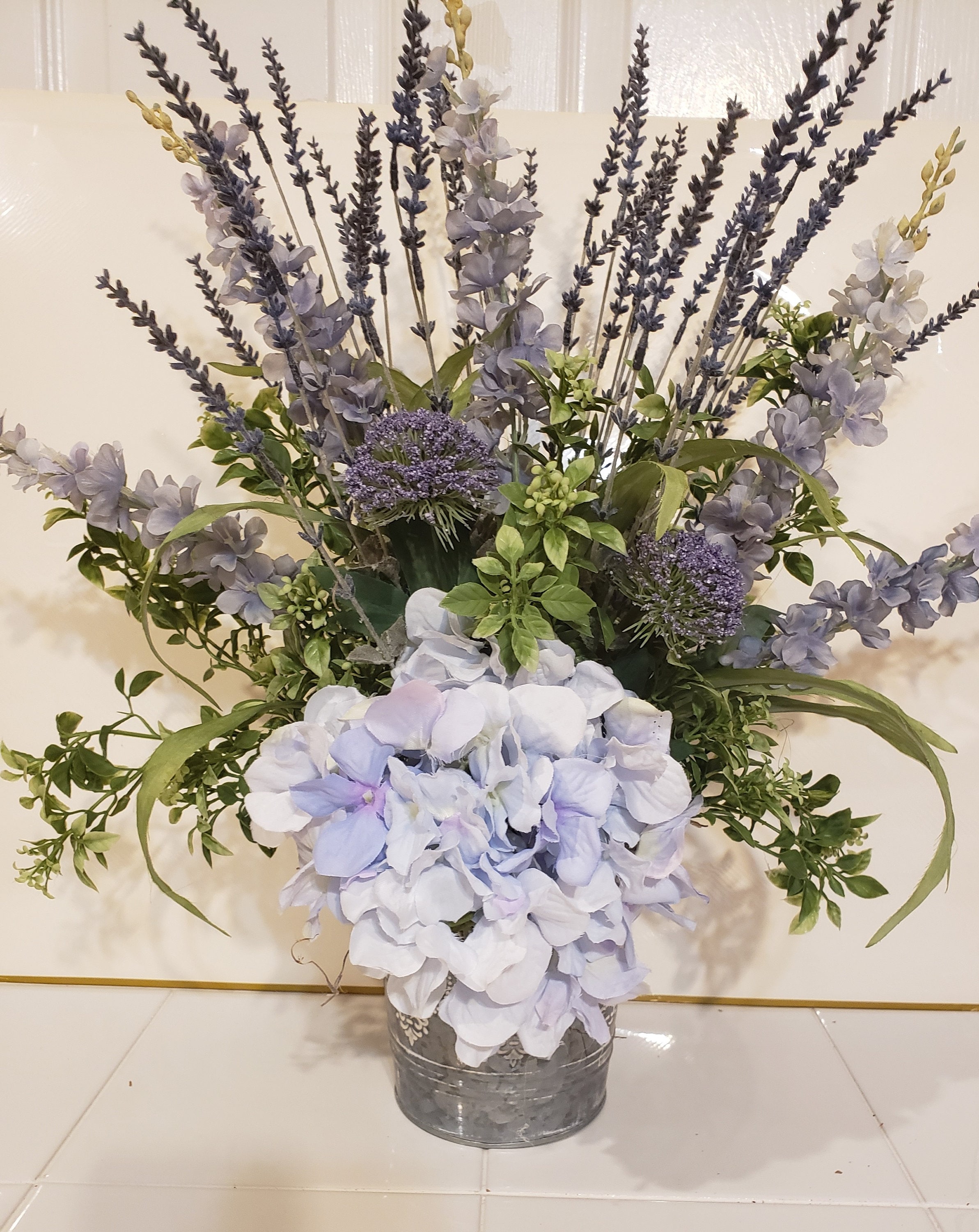 Spring Silk Floral Arrangement Farmhouse Arrangement Blue | Etsy