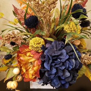 Fall Floral Arrangement Blue Floral Arrangement Orange - Etsy