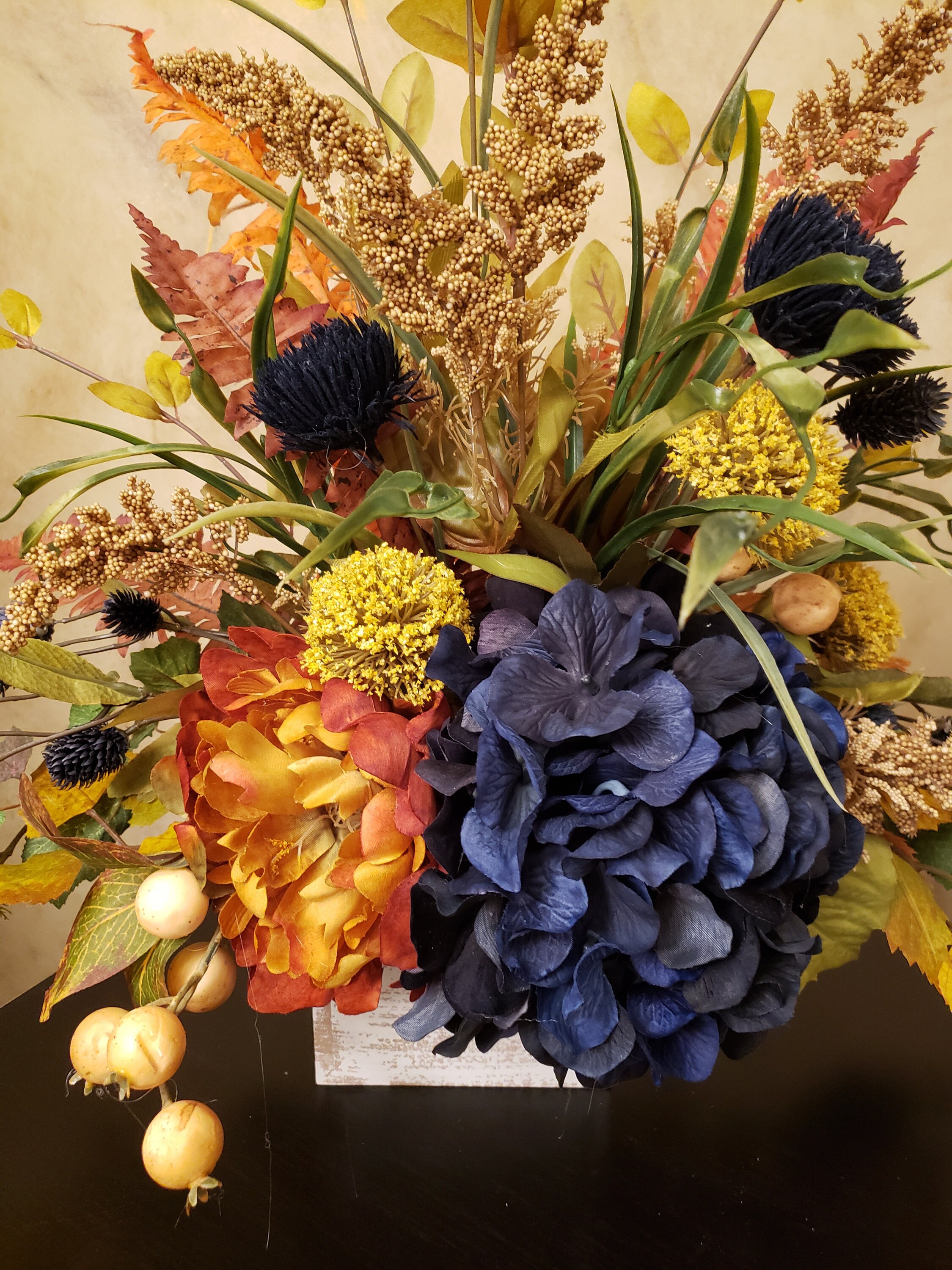 Fall Floral Arrangement Blue Floral Arrangement Orange - Etsy