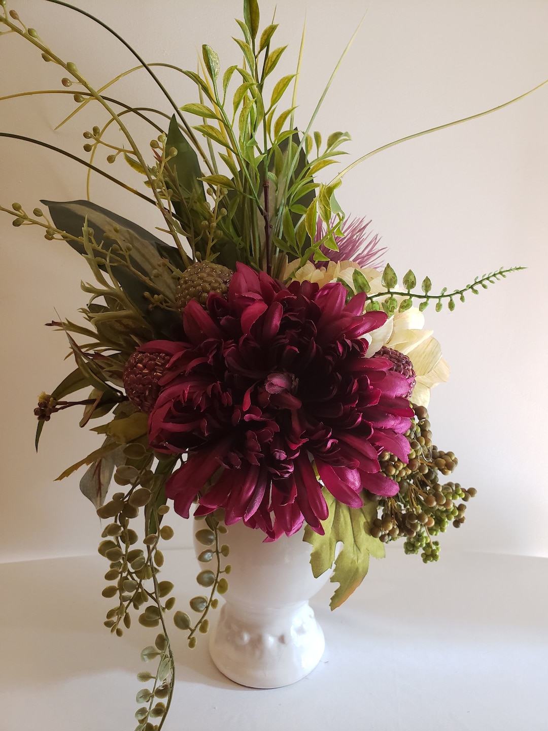 Purple Mum Silk Floral Arrangement: Country French Decor - Etsy