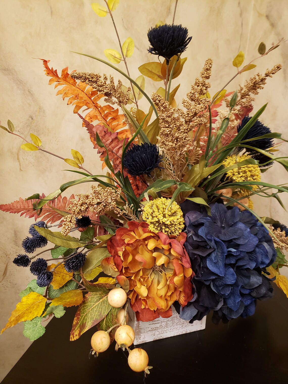 Fall Floral Arrangement Blue Floral Arrangement Orange - Etsy