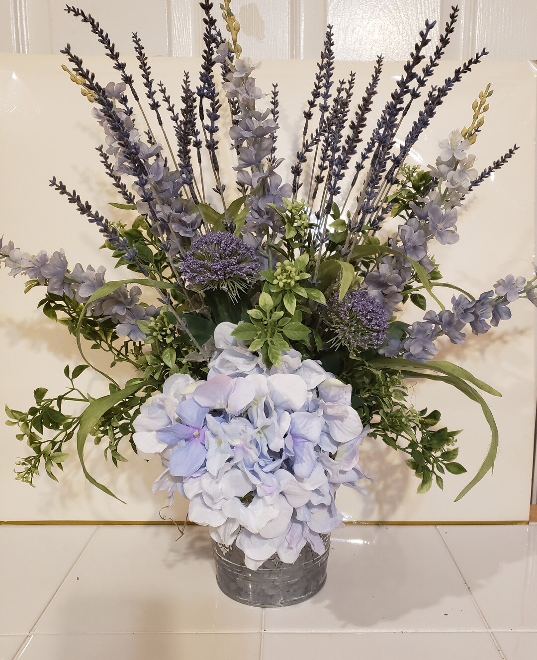 Spring Silk Floral Arrangement, Farmhouse Arrangement, Blue Silk Floral ...