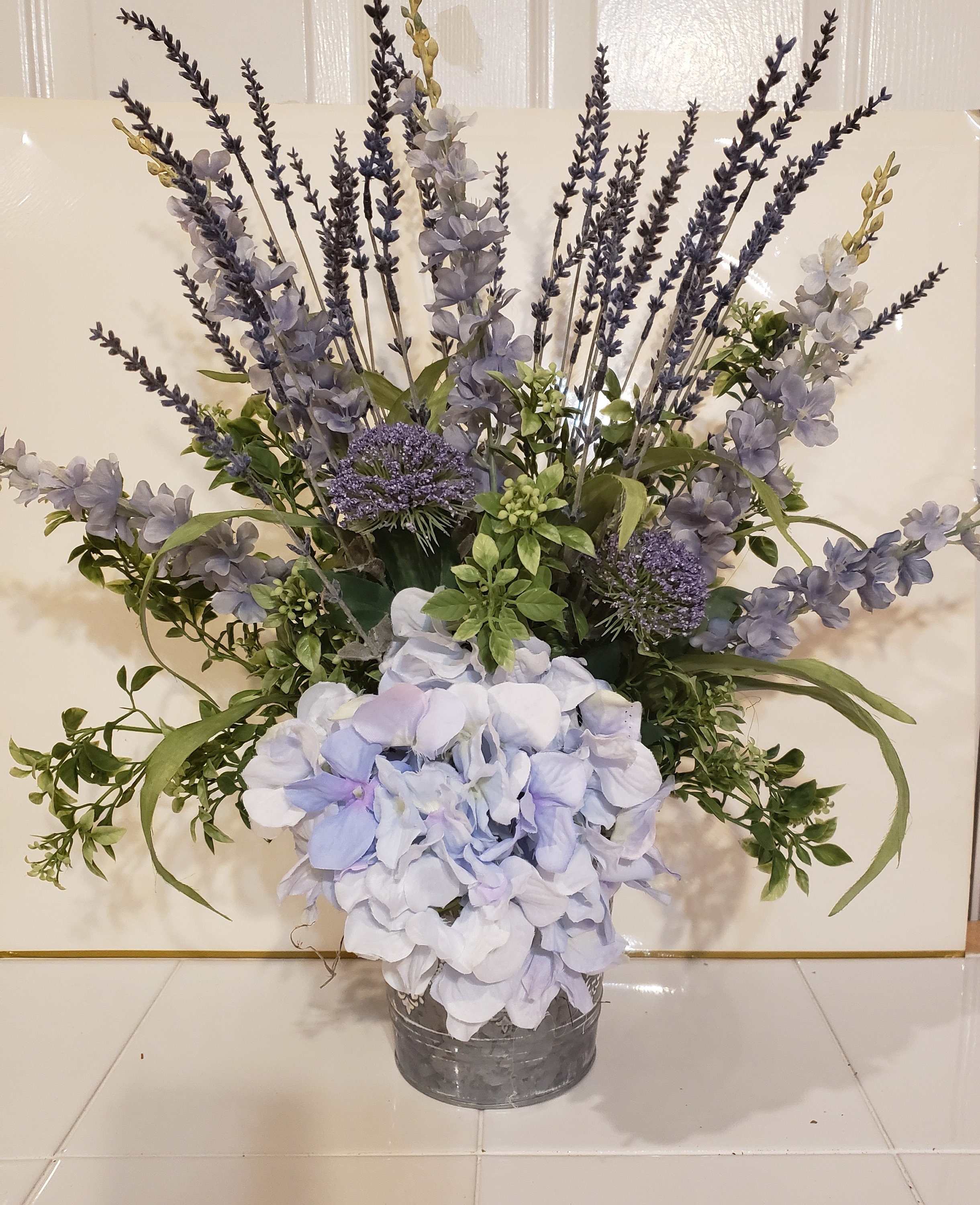 Spring Silk Floral Arrangement Farmhouse Arrangement Blue | Etsy