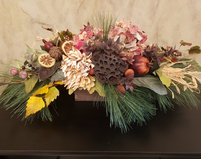 Fall Floral Arrangement, Rustic Farmhouse Fall Table Decor, Mantle ...