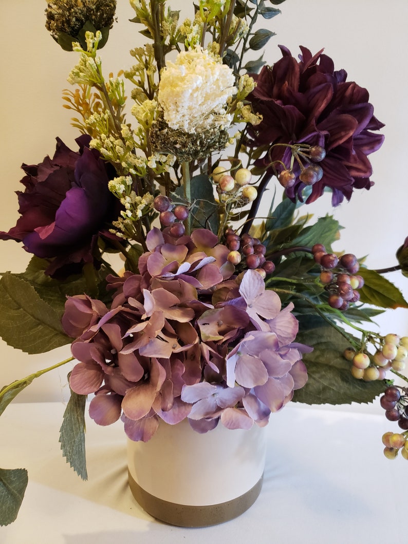 Year Round Floral Arrangement, Silk Floral Arrangement, Purple and ...