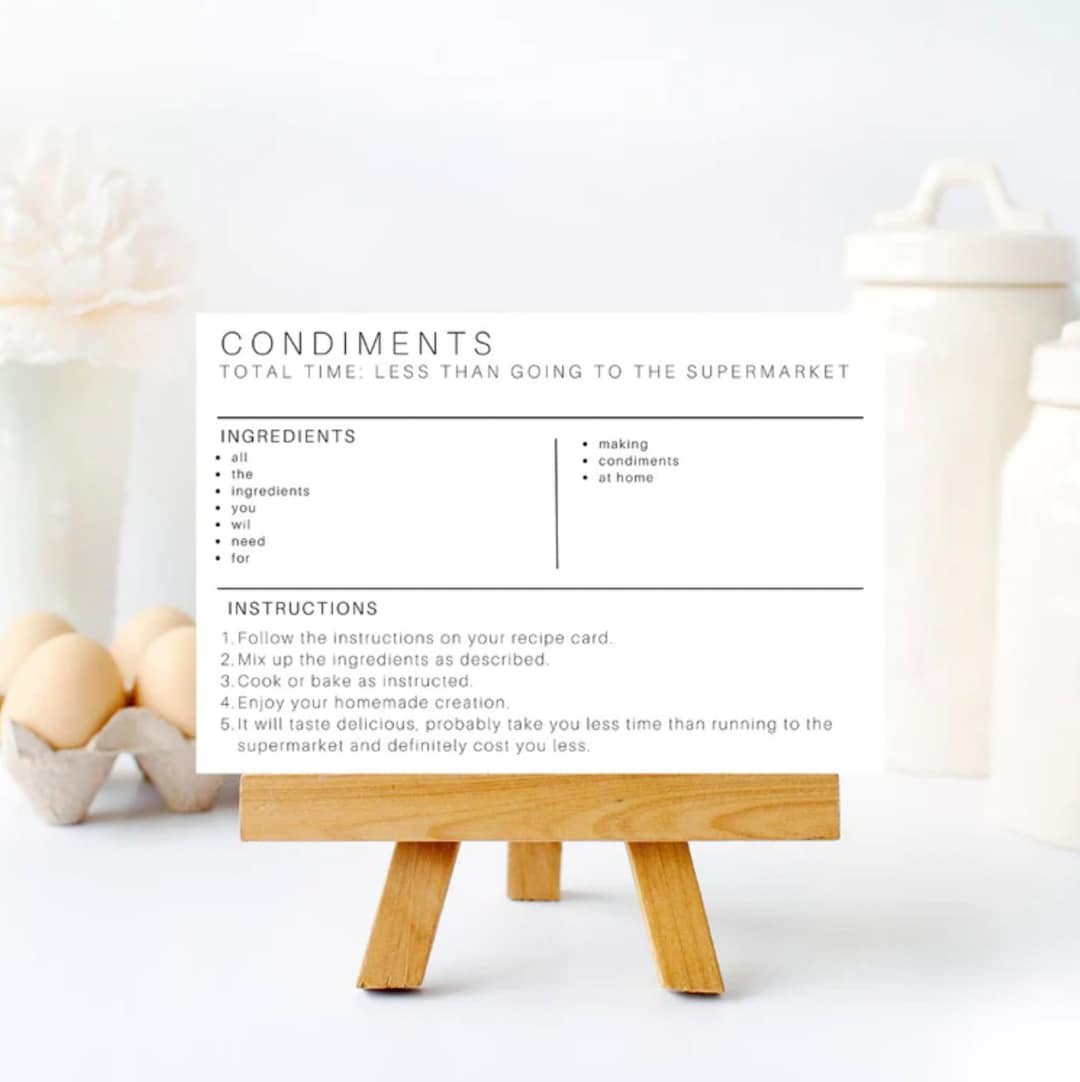 Printable Recipe Cards - Condiments (7 Recipes) - Etsy