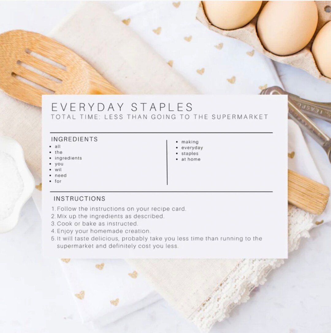 Everyday Staples Printable Recipe Cards (8 Recipes) - Etsy
