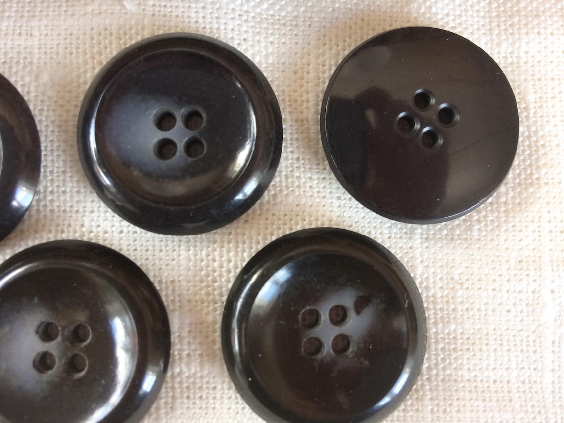 Vintage jacket buttons one inch gray black vintage unused | Etsy