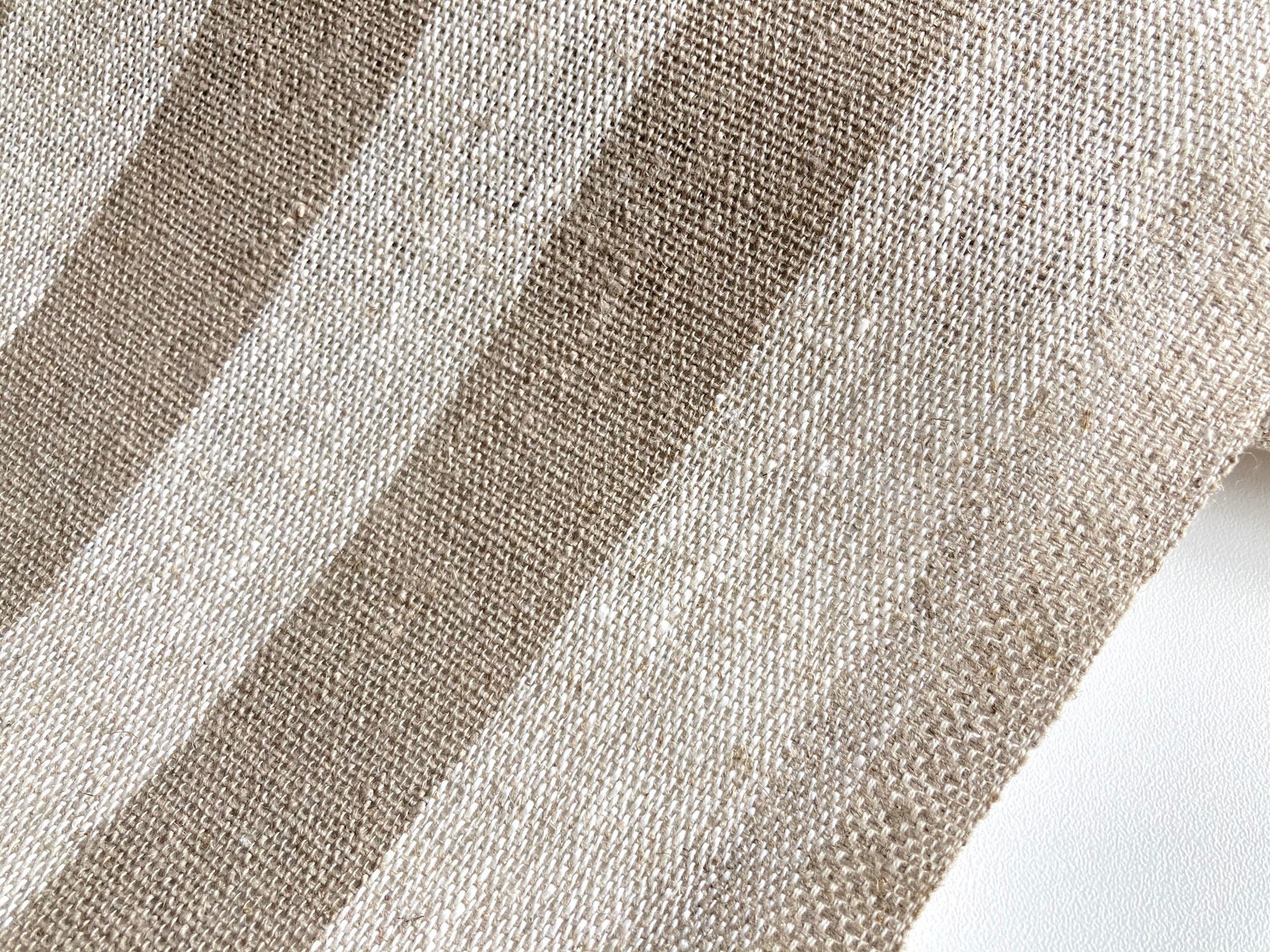 Striped Heavy Weight Linen Upholstery Fabric Black Natural - Etsy