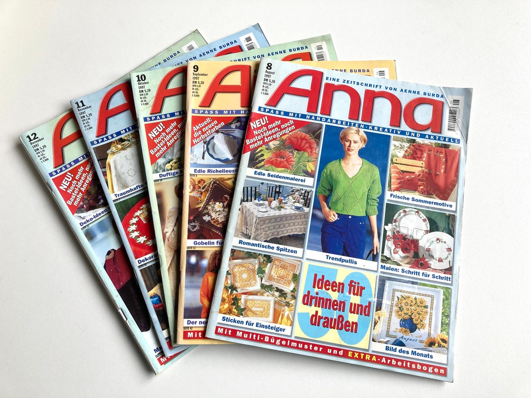 Anna Burda Magazine 1997 Creative Needlework, Crafts, Knit, Crochet ...