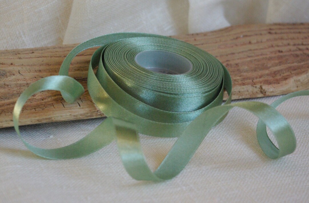 Satin Ribbon Pale Olive Silky 1/2 Inch Wide Priced per Yard Choose Your ...