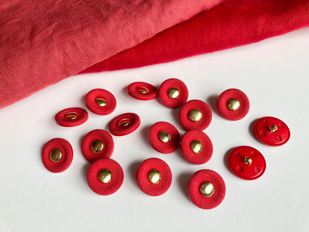 Vintage Red French Buttons: Gold Embossed Haute Couture Fabric Look ...