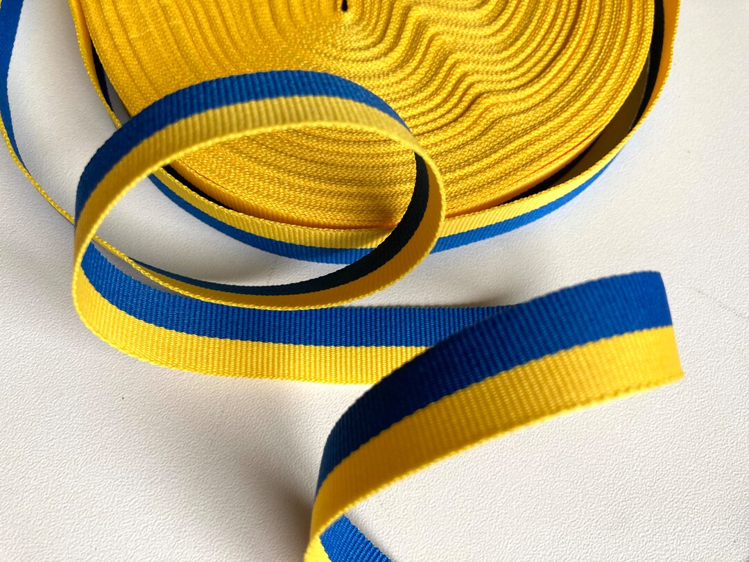 Ukraine Flag Ribbon 3 Meters, Yellow Blue Striped Woven 15 Mm Grosgrain ...