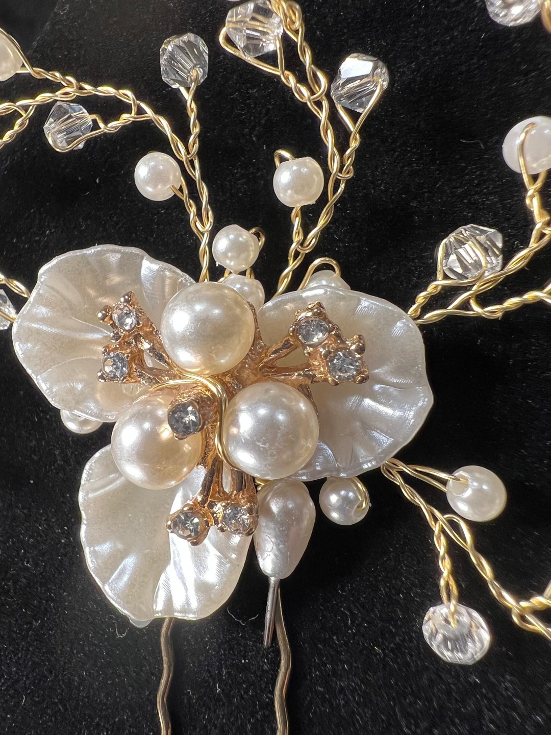 Wedding 309-1 5 Pcs Bridal Spray Resin Pearls Rhinestone Hair Pins ...