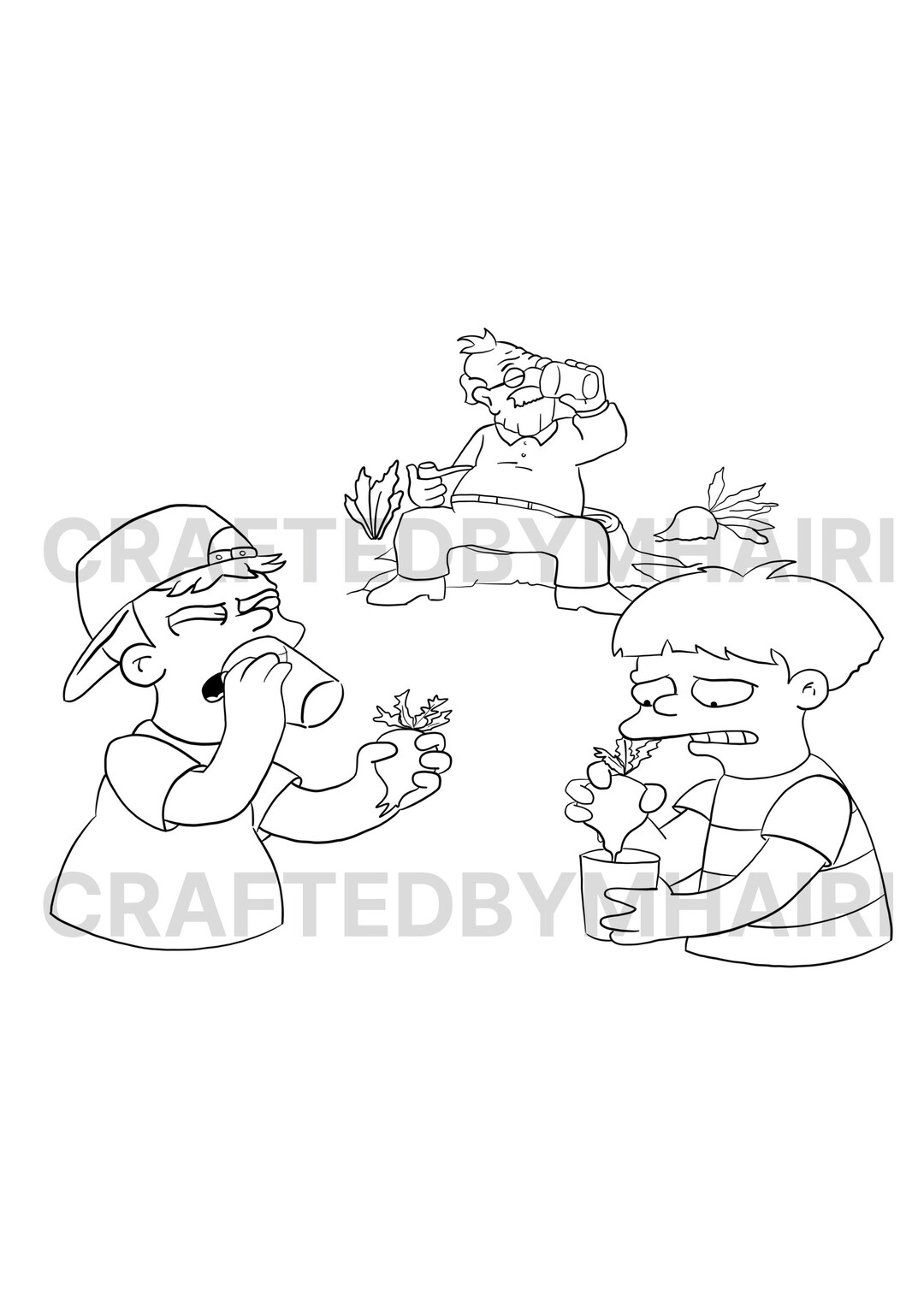 The Simpsons Shelbyville Residents Drinking Turnip Juice Digital PNG ...