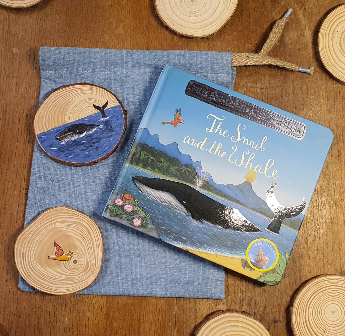 The Snail and the Whale Hand Painted Natural Pine Wood Tactile Story ...