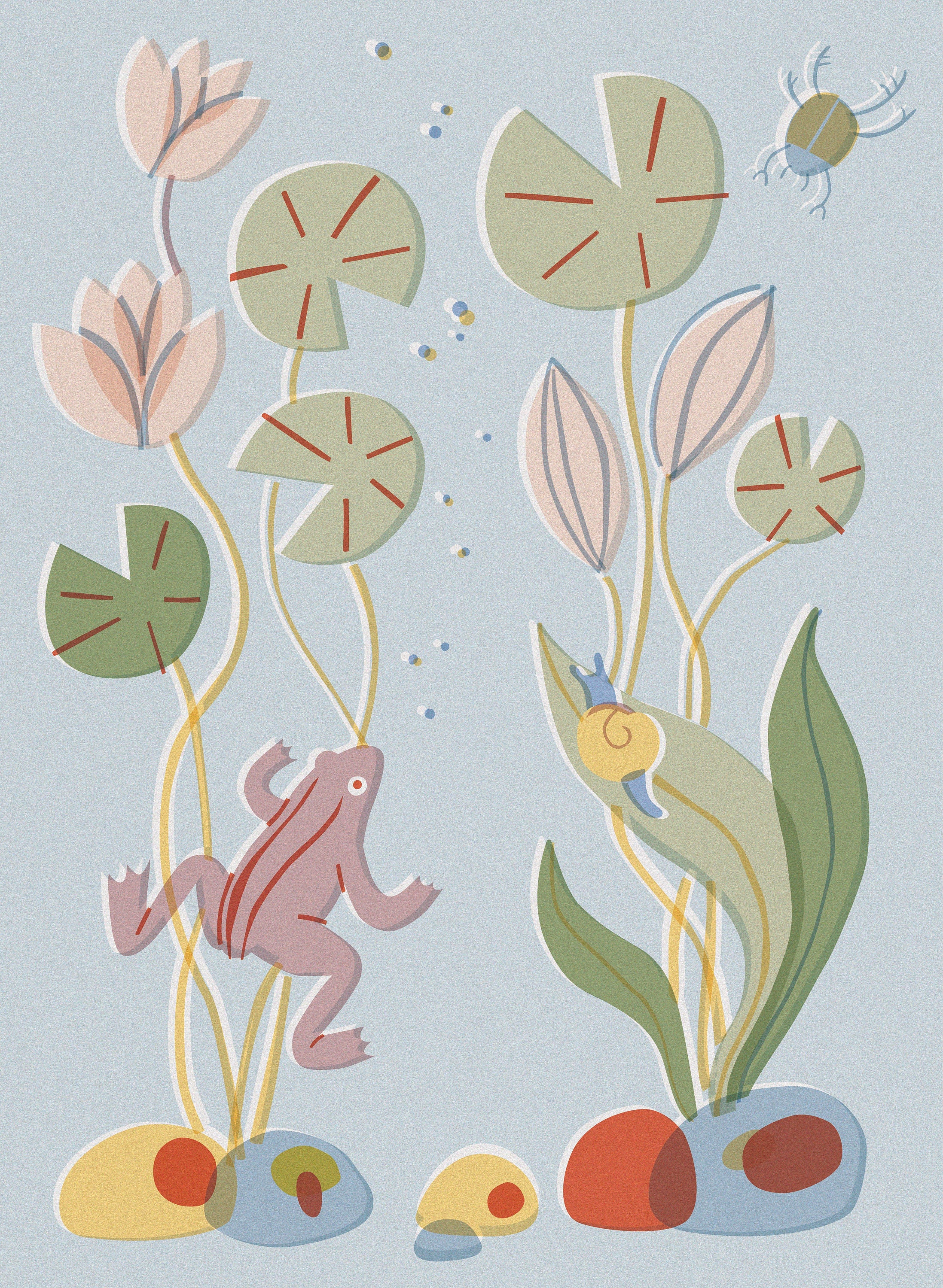 Pondlife Frog Art, Pond Print, Frog Print, Nature Print, Eco A4 Print ...