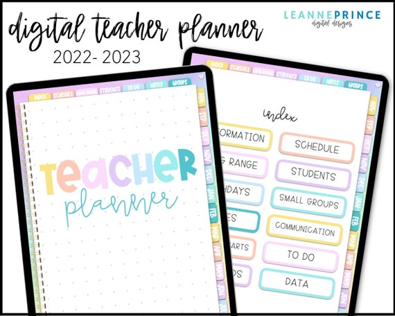 Digital Teacher Planner Pastel PORTRAIT - Etsy