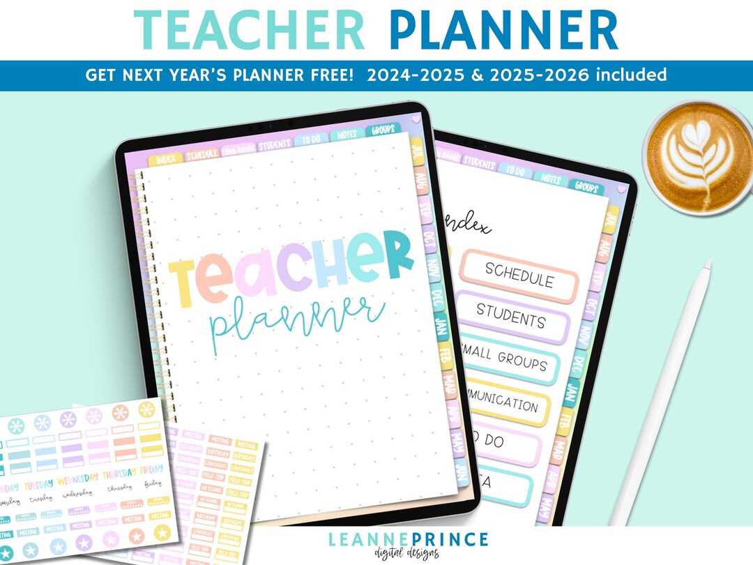 Digital Teacher Planner Pastel PORTRAIT - Etsy