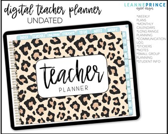 Customizable Leopard Digital Teacher Planner Undated Landscape Includes ...