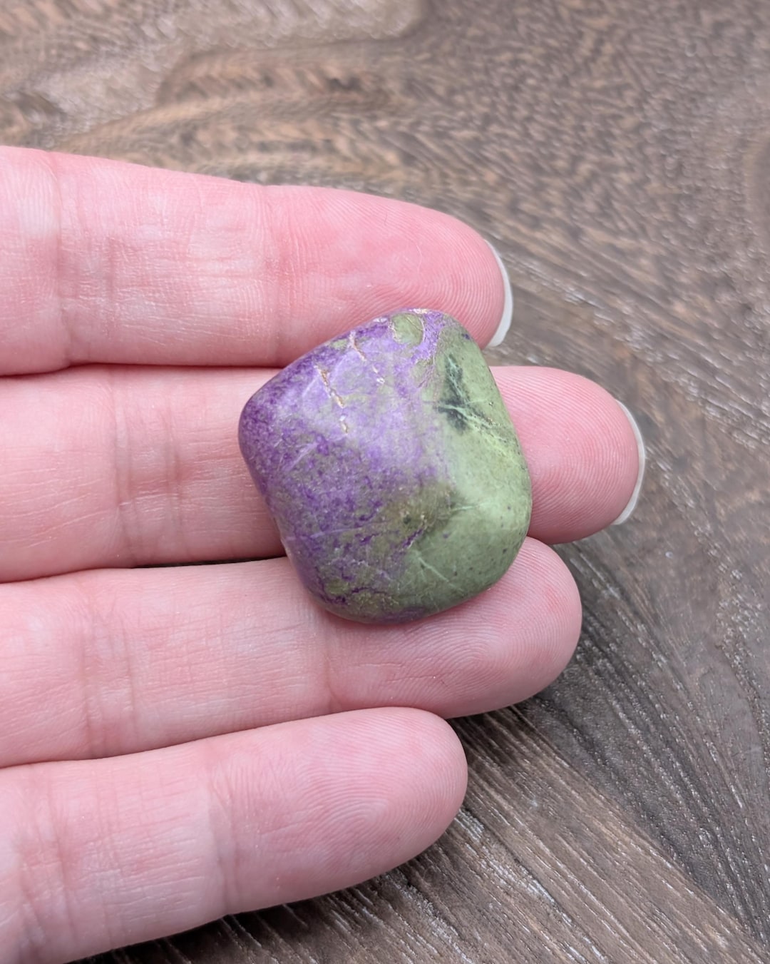 Serpentine With Stichtite Tumbled Stone, 8g Polished Natural Crystal, Atlantisite, Green and ...