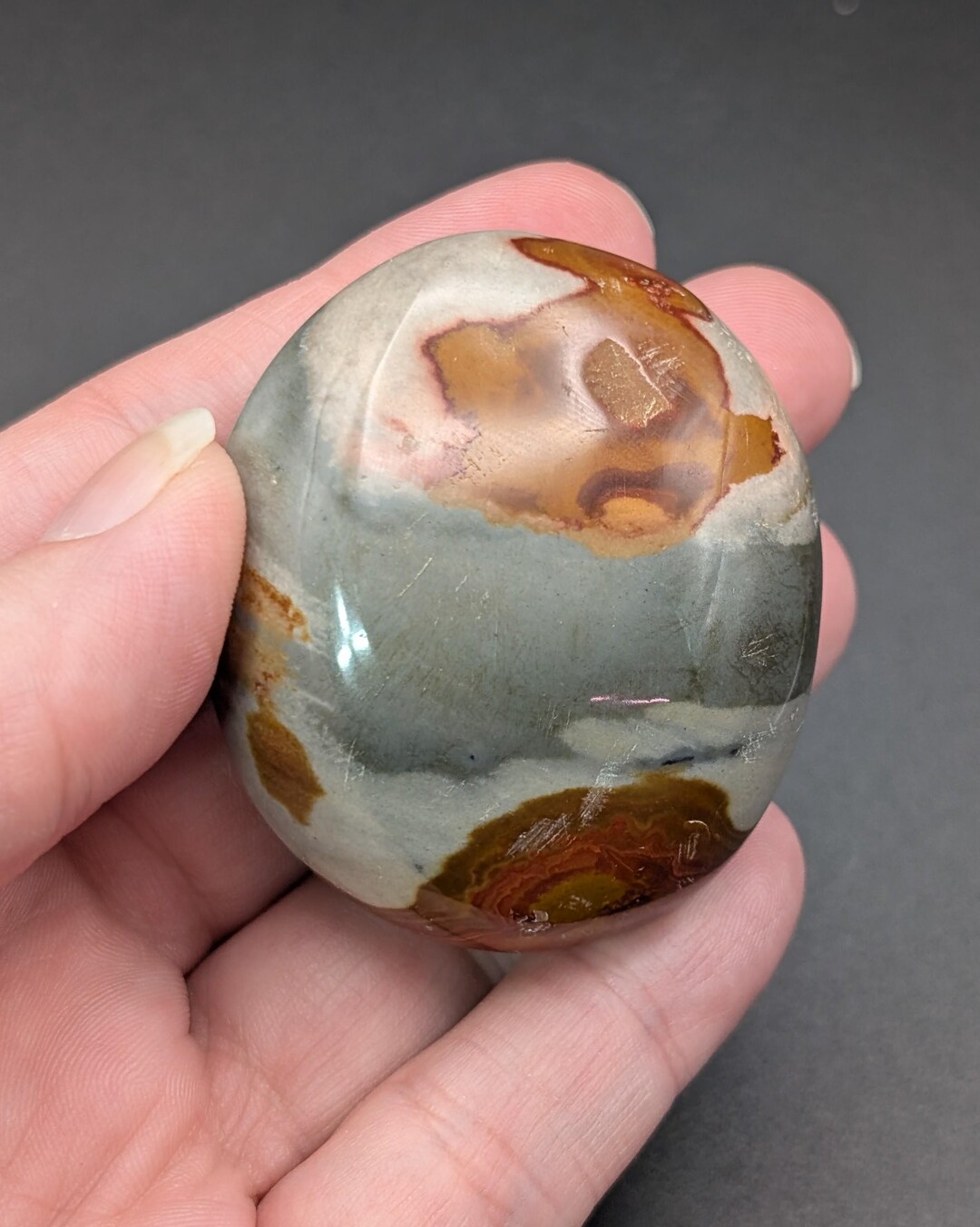 Polychrome Jasper Palm Stone, 73g, Great Color, Comfy Shape, for Decor ...
