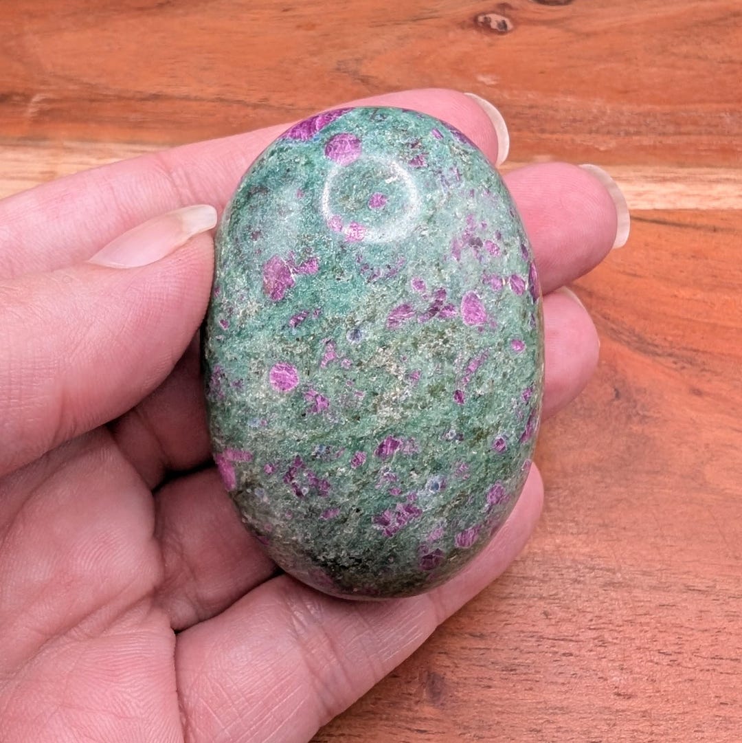 Ruby in Fuchsite Palm Stone, 92g Natural Polished Crystal, UV Reactive ...
