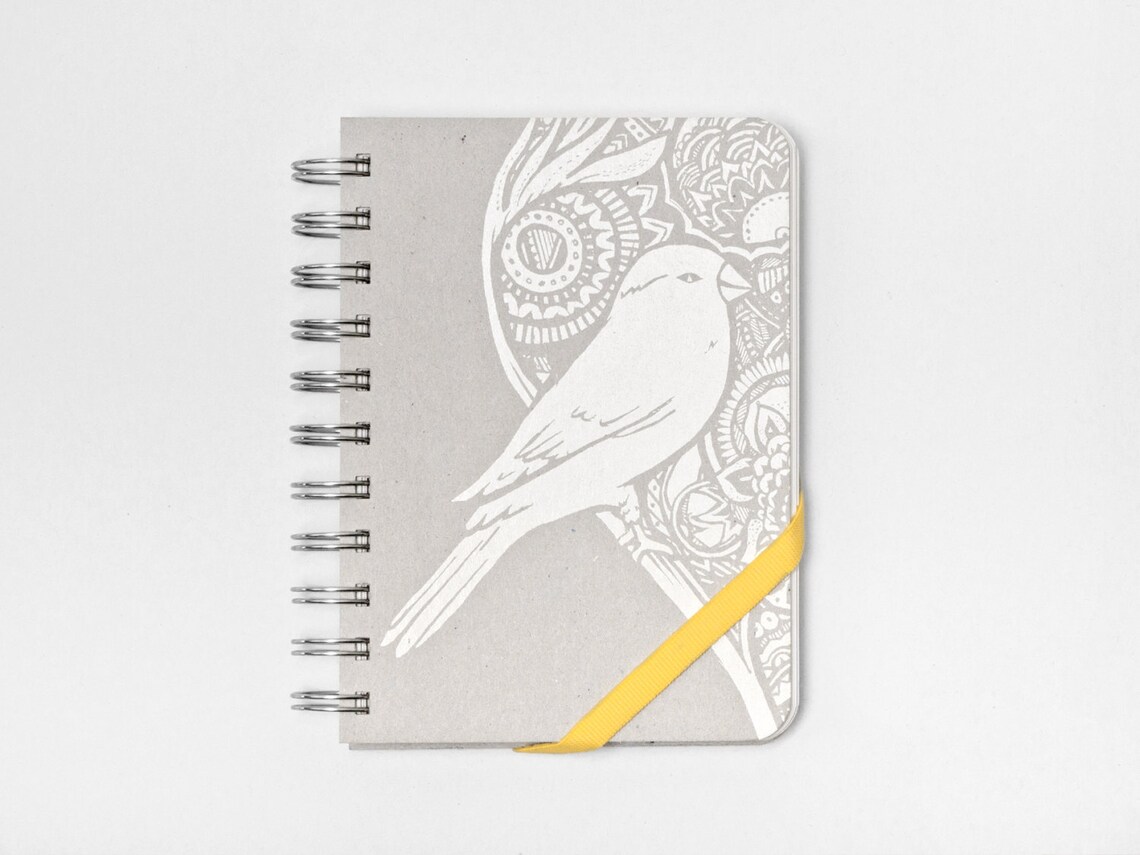 Notebook Handmade A6 Mini Pocket Journal Screenprinting BIRD Writers ...