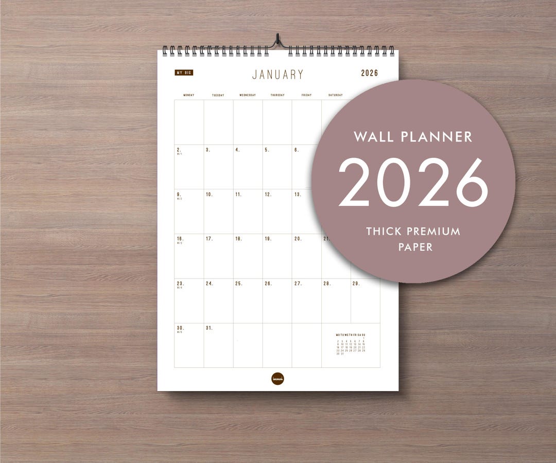 2026 Wall Calendar A4 or A3 Size Minimal Large Wall Planner Organiser ...
