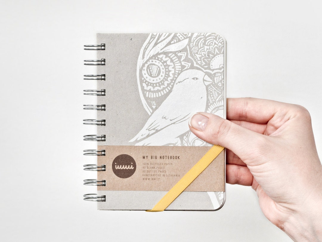 Notebook Handmade A6 Mini Pocket Journal Screenprinting BIRD Writers ...