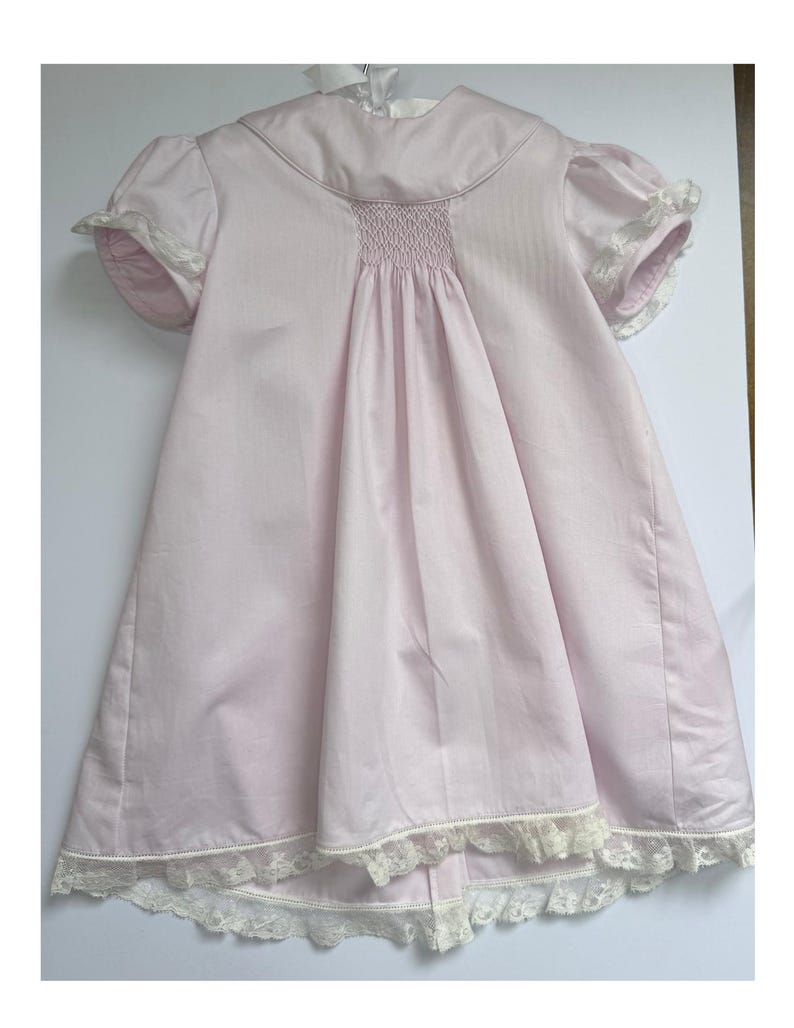 Girls Pink Smocked Dress Cotton Twill French Val Lace Heirloom Baby ...