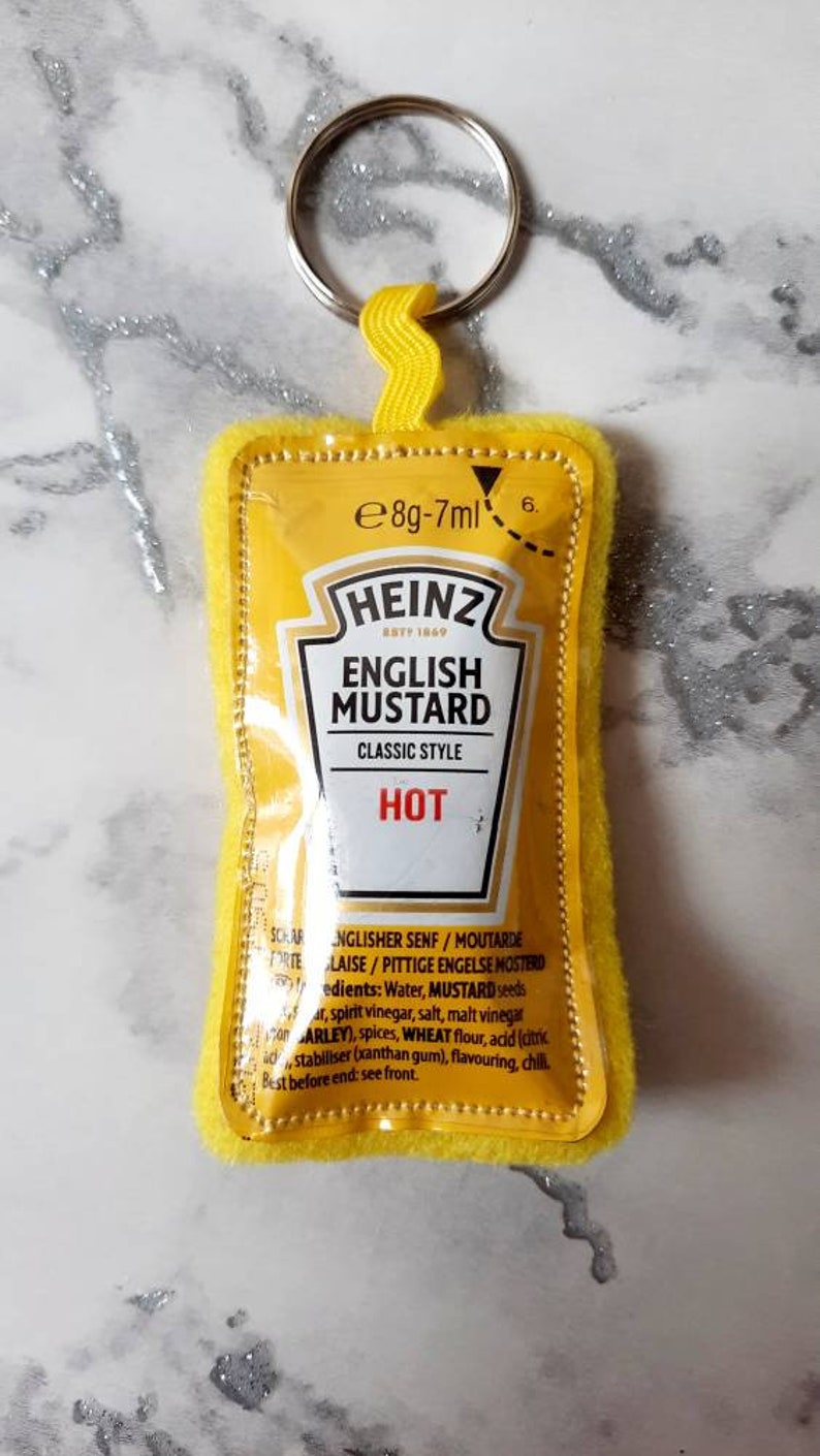 Mustard Sachet Keyring: Upcycled Novelty Bag Charm - Etsy