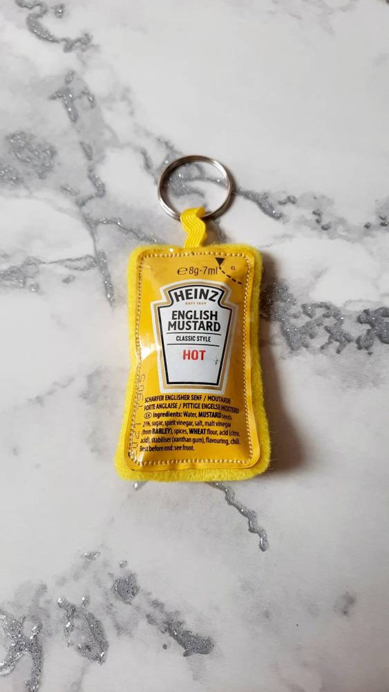 Mustard Sachet Keyring: Upcycled Novelty Bag Charm - Etsy