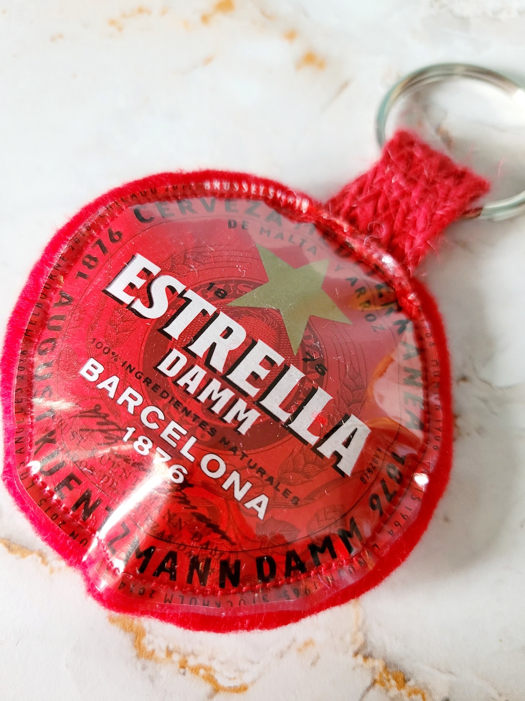 Handmade Upcycled Estrella Beer Label Keyring - Etsy