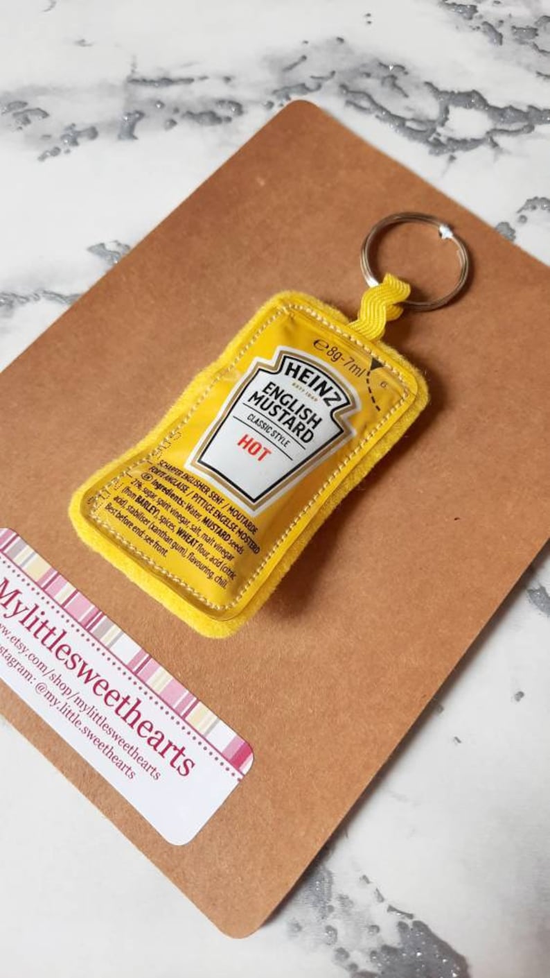 Mustard Sachet Keyring: Upcycled Novelty Bag Charm - Etsy