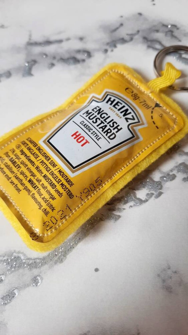 Mustard Sachet Keyring: Upcycled Novelty Bag Charm - Etsy
