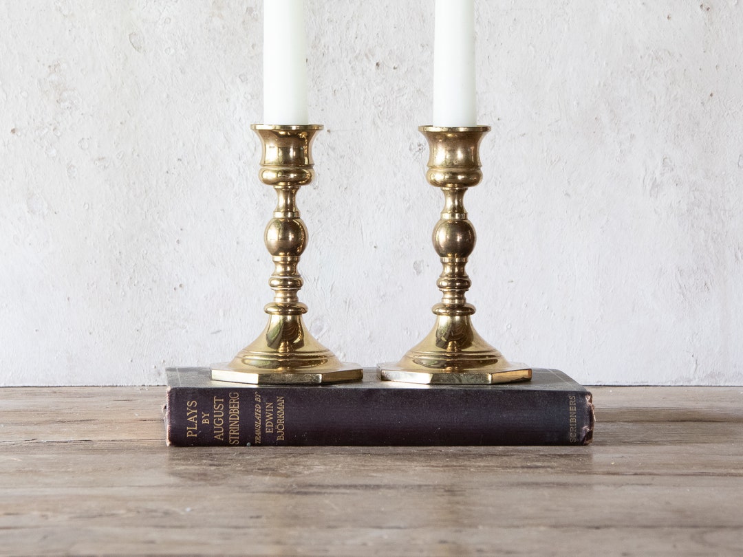 Baldwin Brass Candlesticks, Pair of Vintage Solid Brass Candle Holders ...
