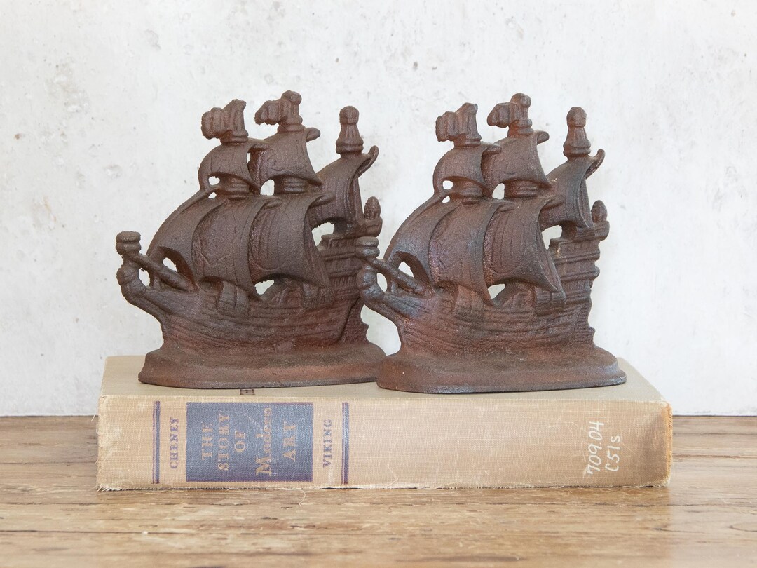 Vintage Cast Iron Sailing Ship Bookends, Nautical Decor - Etsy