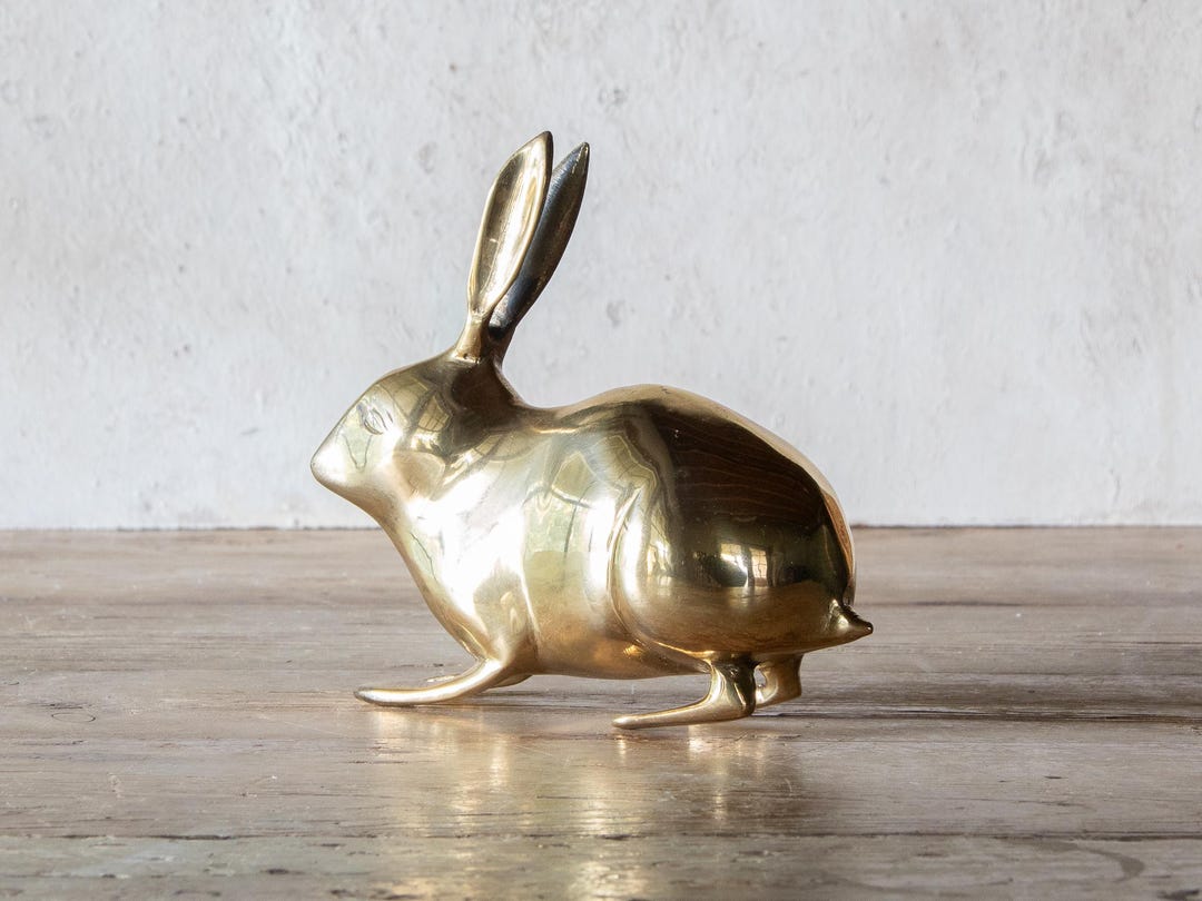 Brass Bunny, Vintage Lacquered Brass Rabbit Statue - Etsy