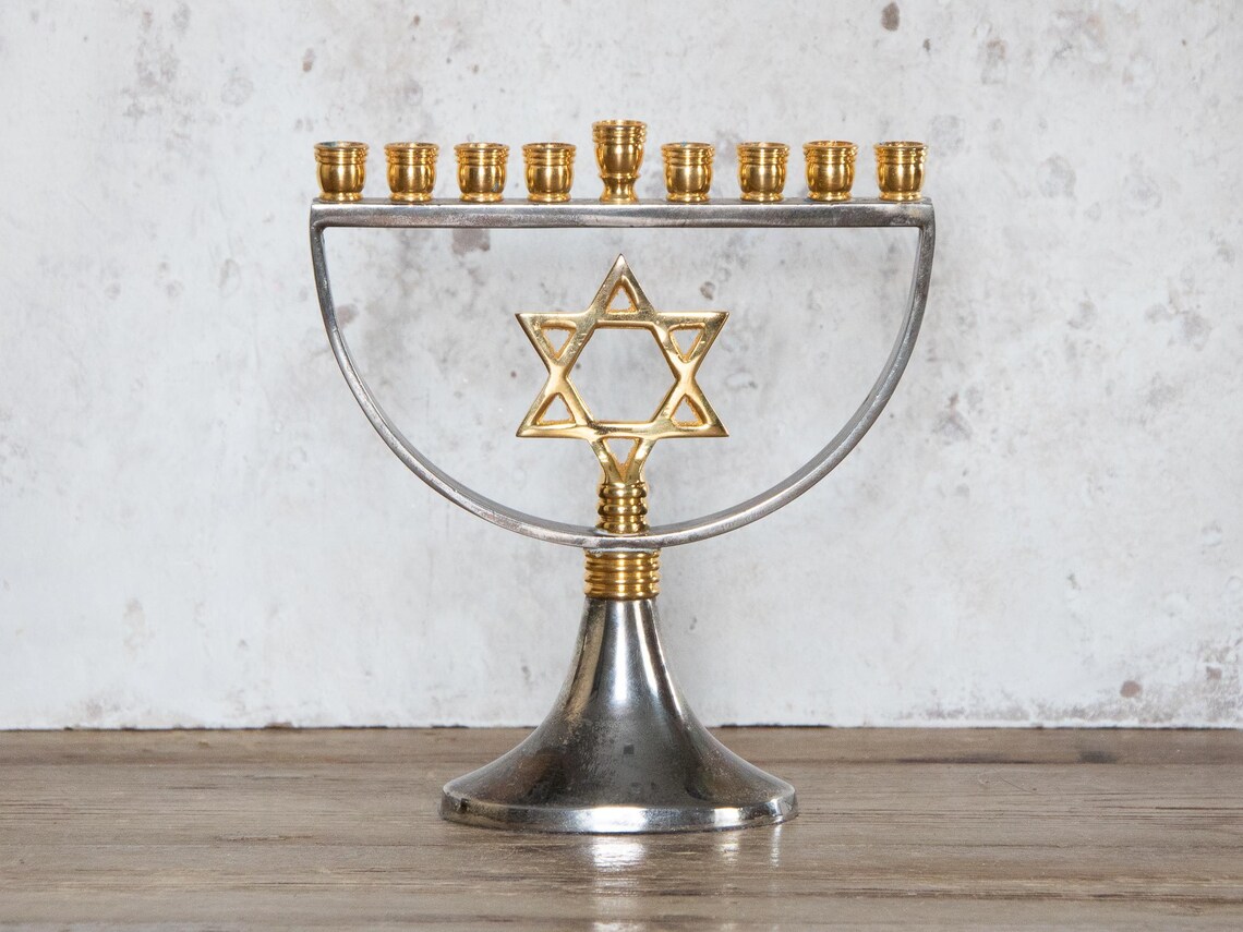 Vintage 9 Branch Menorah With Star of David - Etsy