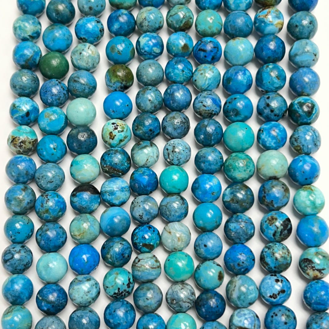 Blue Eilat Israel Gemstone Bead Strand Genuine Authentic Natural Smooth ...