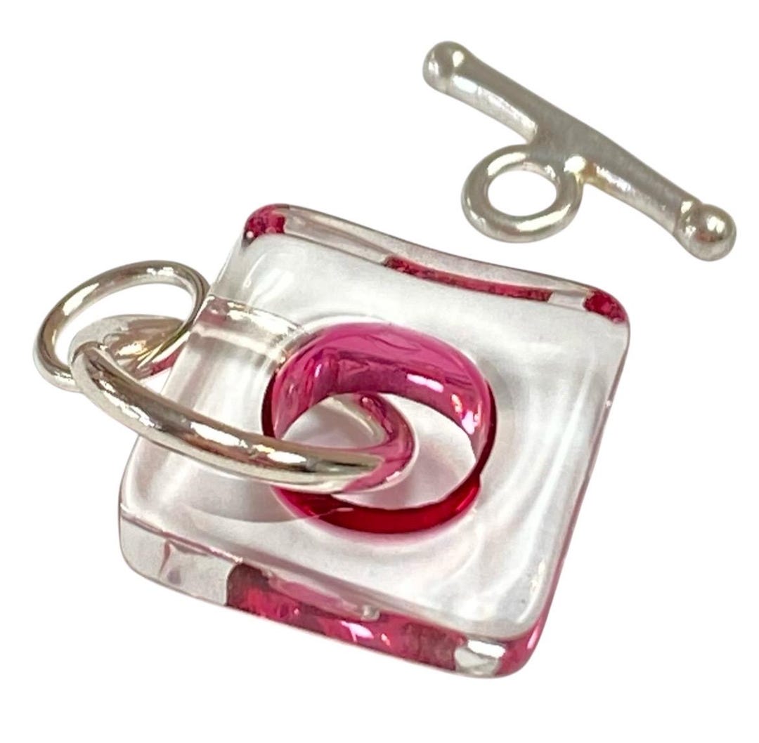 T50 Toggle Clasp Furnace Art Glass Sterling Silver Toggle "fuchsia ...