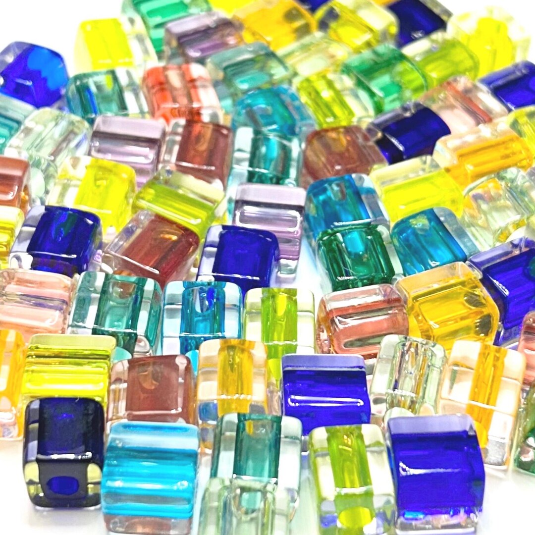 1/4 LB 75-85 (4 Oz) Lg Gem Tone Cubes~furnace Art Glass Beads DIY ...